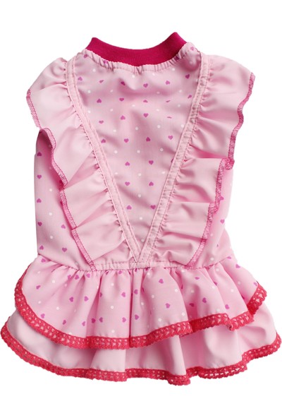 Pawstar Pembe Kalpli Çıtçıtlı Elbise Kedi Köpek Elbisesi Kedi Köpek Kıyafeti