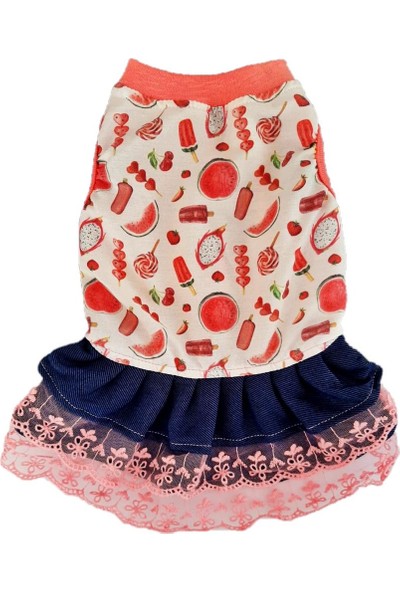 Pettrend Fruit Meyve Desenli Kedi Köpek Elbisesi Kedi Köpek Kıyafeti