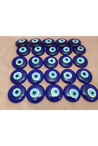Hd Marketim Deliksiz Nazar Boncuğu 25 Adet 5 Cm Cam Nazarlık El Işi Süsleme Dekoratif Nazar