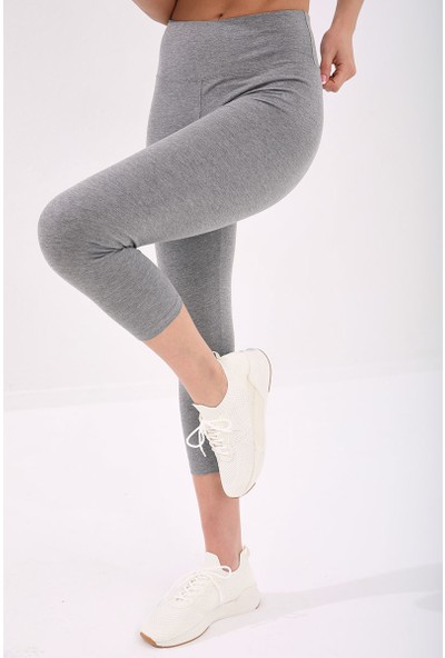 Tommy Life Gri Melanj Kadın Yüksek Bel Slim Fit Dar Paça Kapri TAYT-93097 Tommy Life Gri Melanj Kadın Yüksek Bel Slim Fit Dar Paça Kapri TAYT-93097