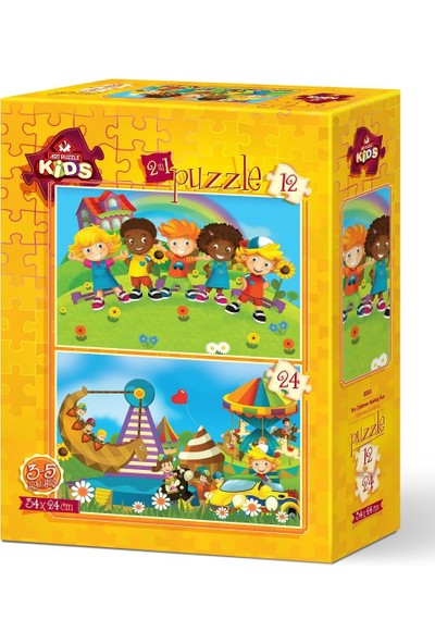 Art Puzzle Art Çocuk Puzzle Eğlenen Çocuklar 12+24 Parça Puzzle
