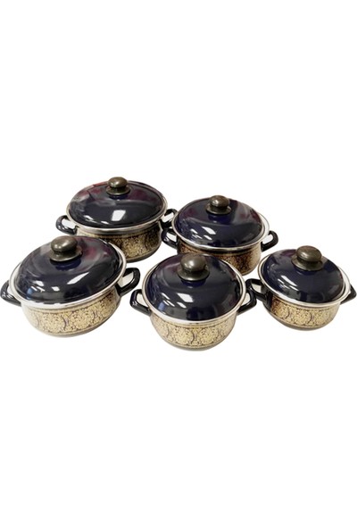 Nelson 16-18-20-22-24CM 10 Parça Tencere Seti Emaye Tencere Set Nelson 16-18-20-22-24CM 10 Parça Tencere Seti Emaye Tencere Set