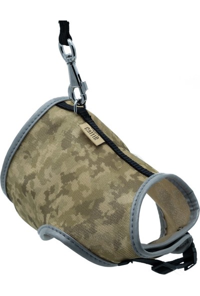 Doggie Havalı Ped Göğüs Tasma Seti 25*30 cm + 110 cm Kamuflaj Açık