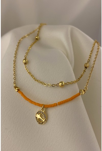 Mooni Accessories Yunus Modelli Zirkon Taşlı Turuncu Boncuklu Altın Kaplama Halhal Mooni Accessories Yunus Modelli Zirkon Taşlı Turuncu Boncuklu Altın Kaplama Halhal