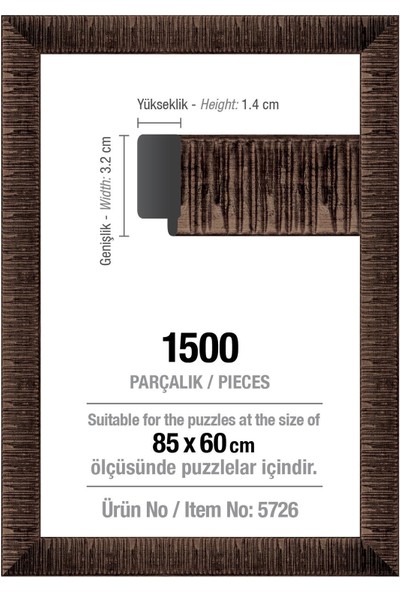 Art Puzzle 1500' Lük Kahverengi 85 x 60 cm (30 mm ) Puzzle Çerçevesi
