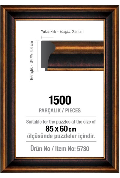 Art Puzzle 1500' Lük Kahverengi 85 x 60 cm (43 mm ) Puzzle Çerçevesi