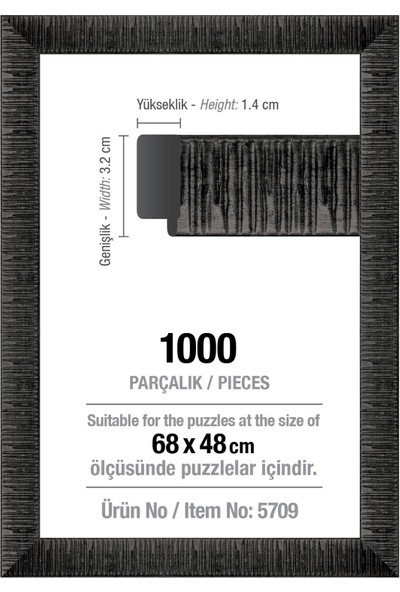 Art Puzzle 1000' Lik Siyah 68 x 48 cm (30 Mm) Puzzle Çerçevesi