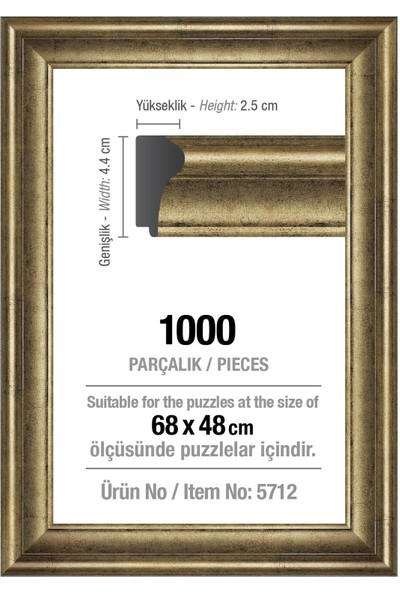 Art Puzzle 1000' Lik Gümüş 68 x 48 cm (43 Mm) Puzzle Çerçevesi