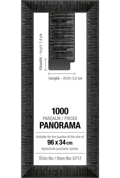 Art Puzzle 1000' Lik Panorama Siyah 96 x 34 cm (30 Mm) Puzzle Çerçevesi