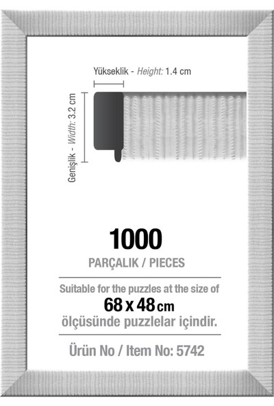 Art Puzzle 1000' Lik Beyaz 68 x 48 cm (30 mm ) Puzzle Çerçevesi