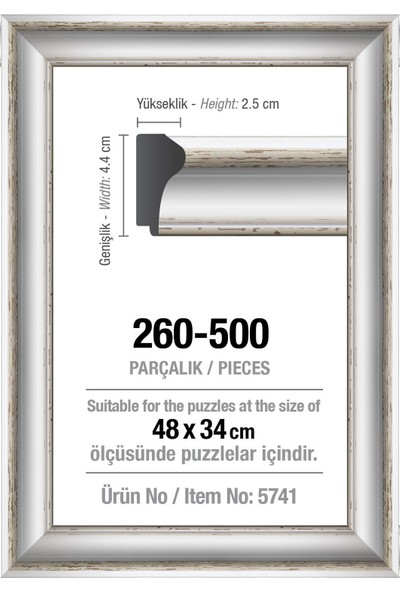 Art Puzzle 500' Lük Beyaz 48 x 34 cm (43 Mm) Puzzle Çerçevesi Art Puzzle 500' Lük Beyaz 48 x 34 cm (43 Mm) Puzzle Çerçevesi