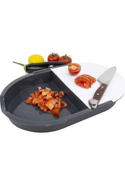 Hayveys Plastik Kesme Tahtası Süzgeçli Çift Hazneli Kesim Panosu