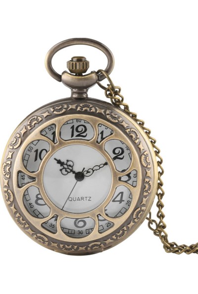 Hediyesahibi Geometrik Şekiller Görünümlü Büyük Boy Köstekli Saat Kolye