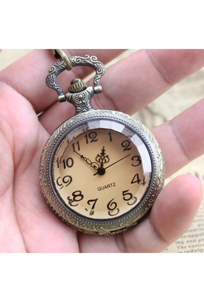 Hediyesahibi Retro Cam Kapaklı Quartz Köstekli Cep Saat Hediyesahibi Retro Cam Kapaklı Quartz Köstekli Cep Saat