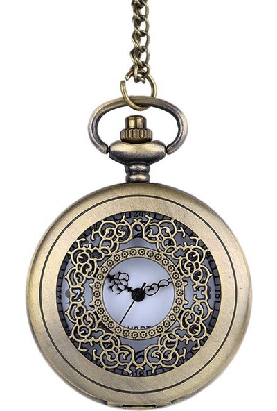 Hediyesahibi Çiçek Görünümlü Büyük Boy Köstekli Saat Kolye