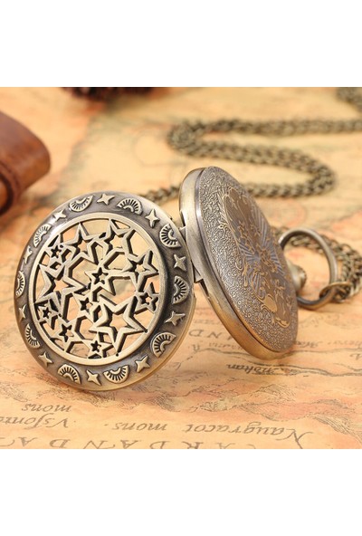 Hediyesahibi Yıldız Görünümlü Büyük Boy Köstekli Saat Kolye