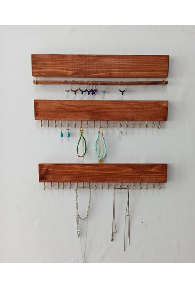 Hohori Ahşap Kancalı Takı Askısı 3'lü Set