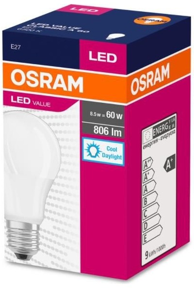 Osram LED Ampul 8.5W 806 Lm E27 6500K Beyaz Işık Osram LED Ampul 8.5W 806 Lm E27 6500K Beyaz Işık