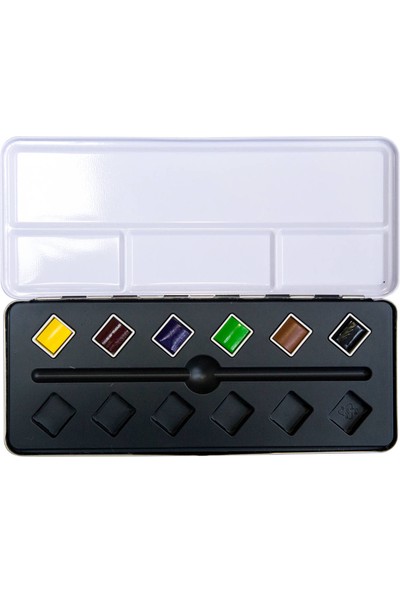 Sennelier Suluboya Set 1/2 Tablet 6 Renk Metal Kutu N:131608 Sennelier Suluboya Set 1/2 Tablet 6 Renk Metal Kutu N:131608