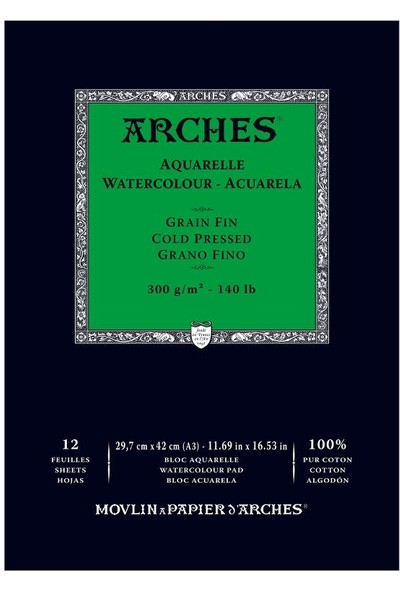 Arches Suluboya Blok Defter Orta Doku 300 gr A3 12 Yaprak Arches Suluboya Blok Defter Orta Doku 300 gr A3 12 Yaprak