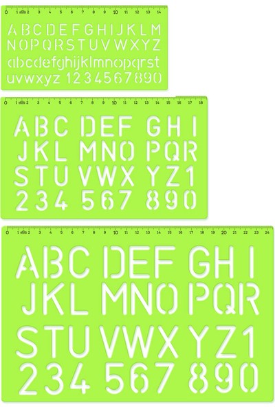 Hatas Harf Şablon Cetvel Seti 10 20 30MM Hatas Harf Şablon Cetvel Seti 10 20 30MM