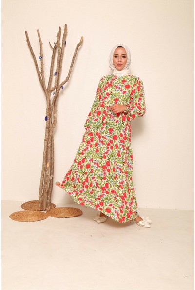 Sockrates Karanfil Desenli Elbise Kırmızı