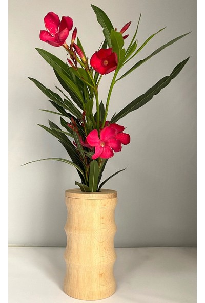 Missi Büyük Masif Ahşah Bambu Vazo (H:17 Cm)