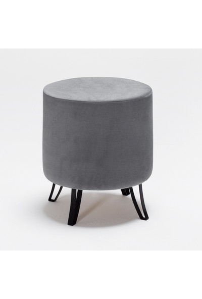 Evdebiz Carmen Demir Ayaklı Puf Gri 21