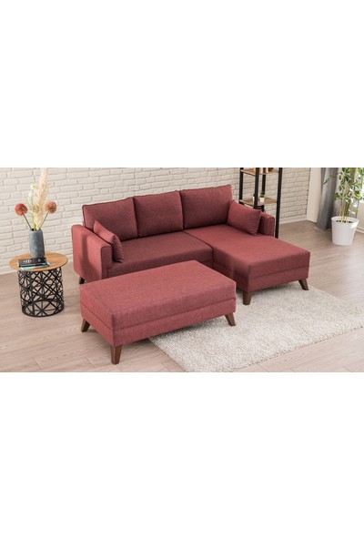 Evdebiz Bella Soft Mini Köşe Bordo Sağ