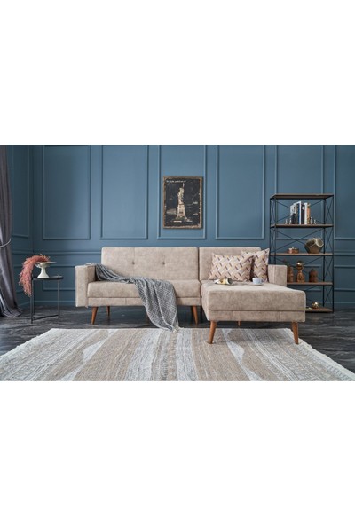 Evdebiz Dublin Yataklı Köşe Koltuk Sağ Krem