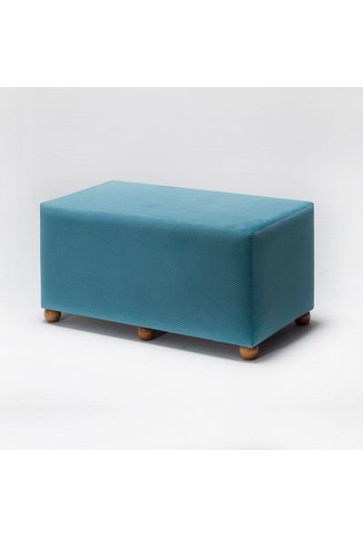 Evdebiz Genma Ahşap Ayaklı Puf Mavi 509