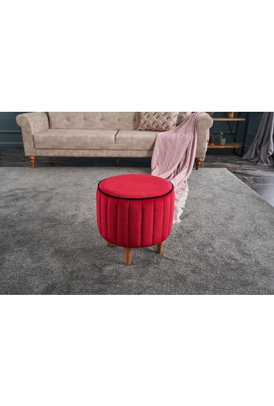 Evdebiz Lindy Puf Kırmızı