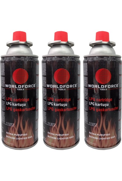 Worldforce 3 Adet 400ML Lpg Kartuş Pürmüz Başlıklarına Uyumlu Portatif Kamp Cihazlarına ve Torclara Uygun Worldforce 3 Adet 400ML Lpg Kartuş Pürmüz Başlıklarına Uyumlu Portatif Kamp Cihazlarına ve Torclara Uygun