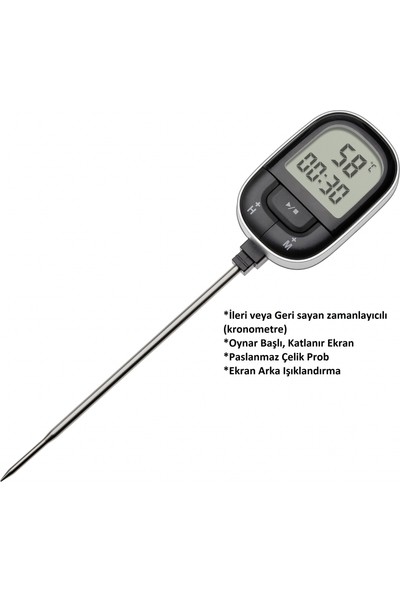 Tfa Dostmann Zamanlayıcılı,katlanır Problu,dijital, Et,bbq,mutfak Termometresi +200C° TM832.1138.01 Tfa Dostmann Zamanlayıcılı,katlanır Problu,dijital, Et,bbq,mutfak Termometresi +200C° TM832.1138.01