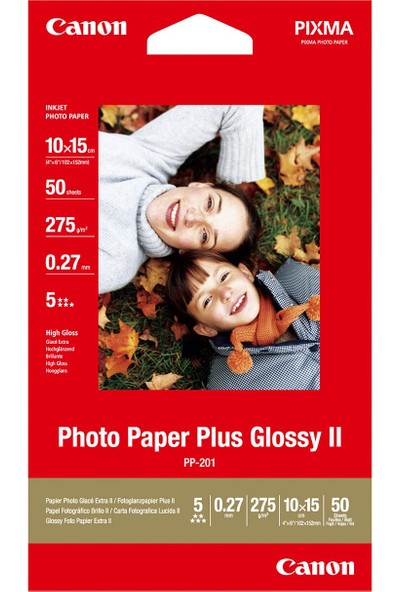 Canon 4X6 Plus Glossy II PP-201 Orijinal Fotoğraf Kağıdı 50 Sayfa
