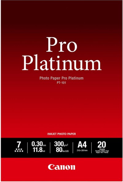 Canon A4 Pro Platinum PT-101 Orijinal Fotoğraf Kağıdı 20 Sayfa Canon A4 Pro Platinum PT-101 Orijinal Fotoğraf Kağıdı 20 Sayfa
