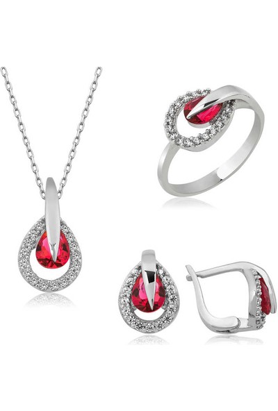 Gumush Gümüş Kırmızı Damla Kadın Set