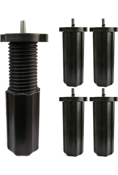 Adem Koç Plastik 13,5-20 cm Gizli Ayarlı Plastik Ayak M8 Ince Diş (4 Adet)