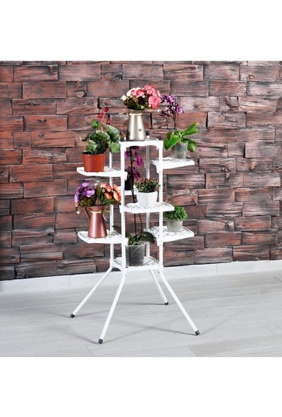 Vayena Home Vayenahome 8'li Çiçeklik Çiçek Bahçesi Saksı Standı Dekoratif Vayena Home Vayenahome 8'li Çiçeklik Çiçek Bahçesi Saksı Standı Dekoratif