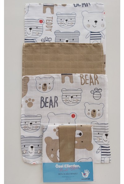 Özel Ellerden Minik Ellere 3'lü Müslin Ağız Mendili Özel Ellerden Minik Ellere 3'lü Müslin Ağız Mendili