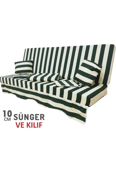 Vip Home Concept Süngerli Salıncak Minderi Kılıfı 3 Kişilik Kılıf Yeşil Krem Bahçe Minderi