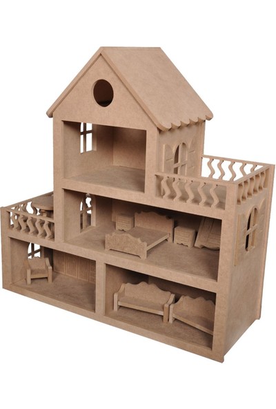 Buradadavar Hobi Ahşap Barbie Bebek Evi Oyuncak - 15 Adet Mobilya Buradadavar Hobi Ahşap Barbie Bebek Evi Oyuncak - 15 Adet Mobilya