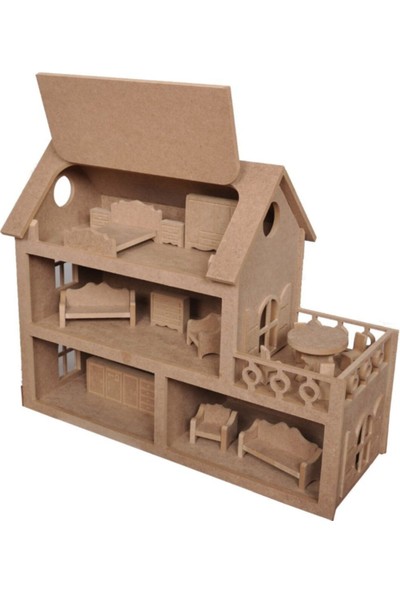 Buradadavar Hobi Ahşap Barbie Bebek Evi Oyuncak - 15 Adet Mobilya Buradadavar Hobi Ahşap Barbie Bebek Evi Oyuncak - 15 Adet Mobilya