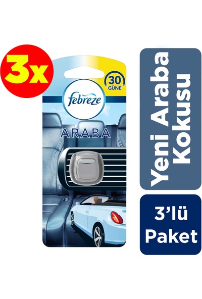 Febreze Yeni Araba Kokusu Hava Ferahlatıcı 3'lü Febreze Yeni Araba Kokusu Hava Ferahlatıcı 3'lü