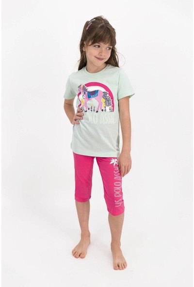 U.S. Polo Assn. Kız Garson Kapri Tayt Takımı US860-G 21Y U.S. Polo Assn. Kız Garson Kapri Tayt Takımı US860-G 21Y