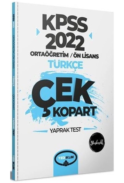 Yediiklim Yayınları KPSS 2022 Ortaöğretim Ön Lisans Genel Yetenek Türkçe Çek Kopart Yaprak Test Yediiklim Yayınları KPSS 2022 Ortaöğretim Ön Lisans Genel Yetenek Türkçe Çek Kopart Yaprak Test