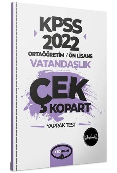 Yediiklim Yayınları KPSS 2022 Ortaöğretim Ön Lisans Genel Kültür Vatandaşlık Çek Kopart Yaprak Test Yediiklim Yayınları KPSS 2022 Ortaöğretim Ön Lisans Genel Kültür Vatandaşlık Çek Kopart Yaprak Test