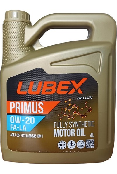 Lubex Primus 0W-20 FA-LA 4 Litre Motor Yağ ( Üretim Yılı: 2022 ) Lubex Primus 0W-20 FA-LA 4 Litre Motor Yağ ( Üretim Yılı: 2022 )