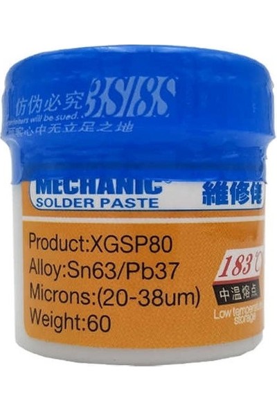 Soldering Mechanic Krem Sıvı Lehim Paste 60 gr 183°C Soldering Mechanic Krem Sıvı Lehim Paste 60 gr 183°C