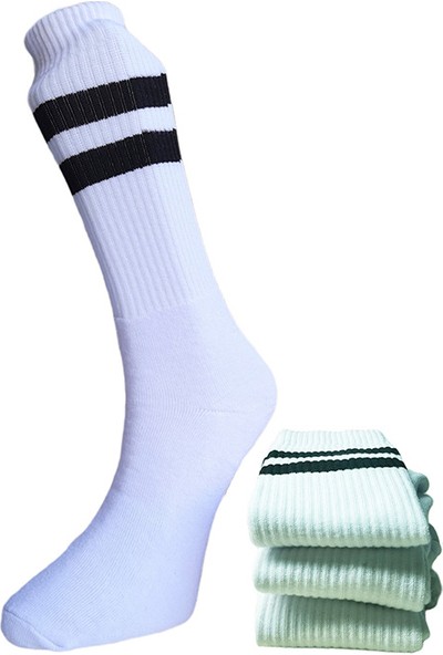 Pink Trend Erkek Çizgili Havlu Uzun Tenis Soket Çorap 3 Çift